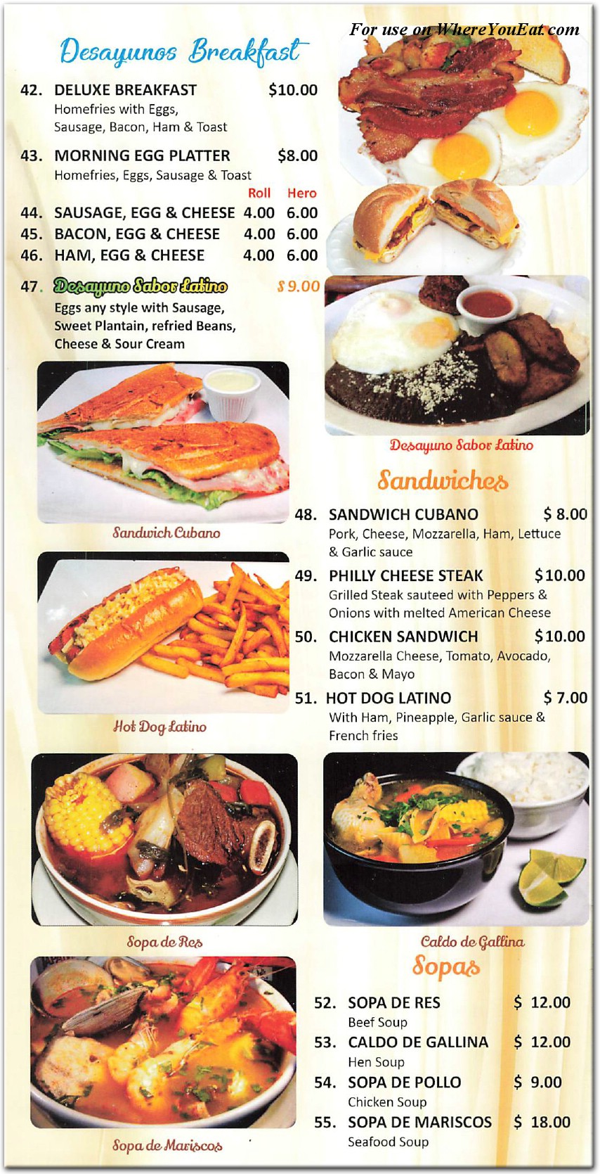 Sabores Latinos Restaurant & Bakery Restaurant in Queens / Menus & Photos