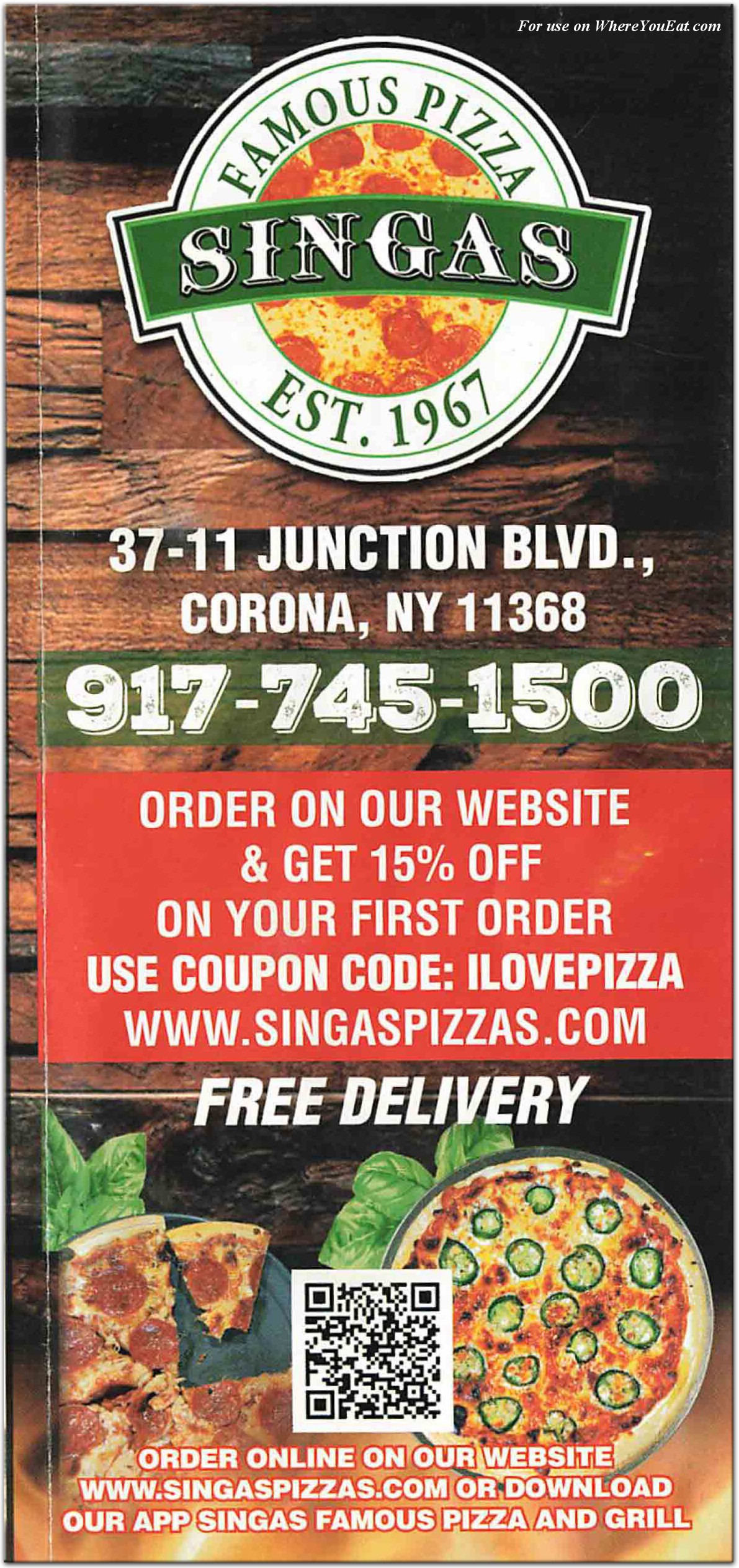 Singas Famous Pizza Restaurant in Queens / Menus & Photos