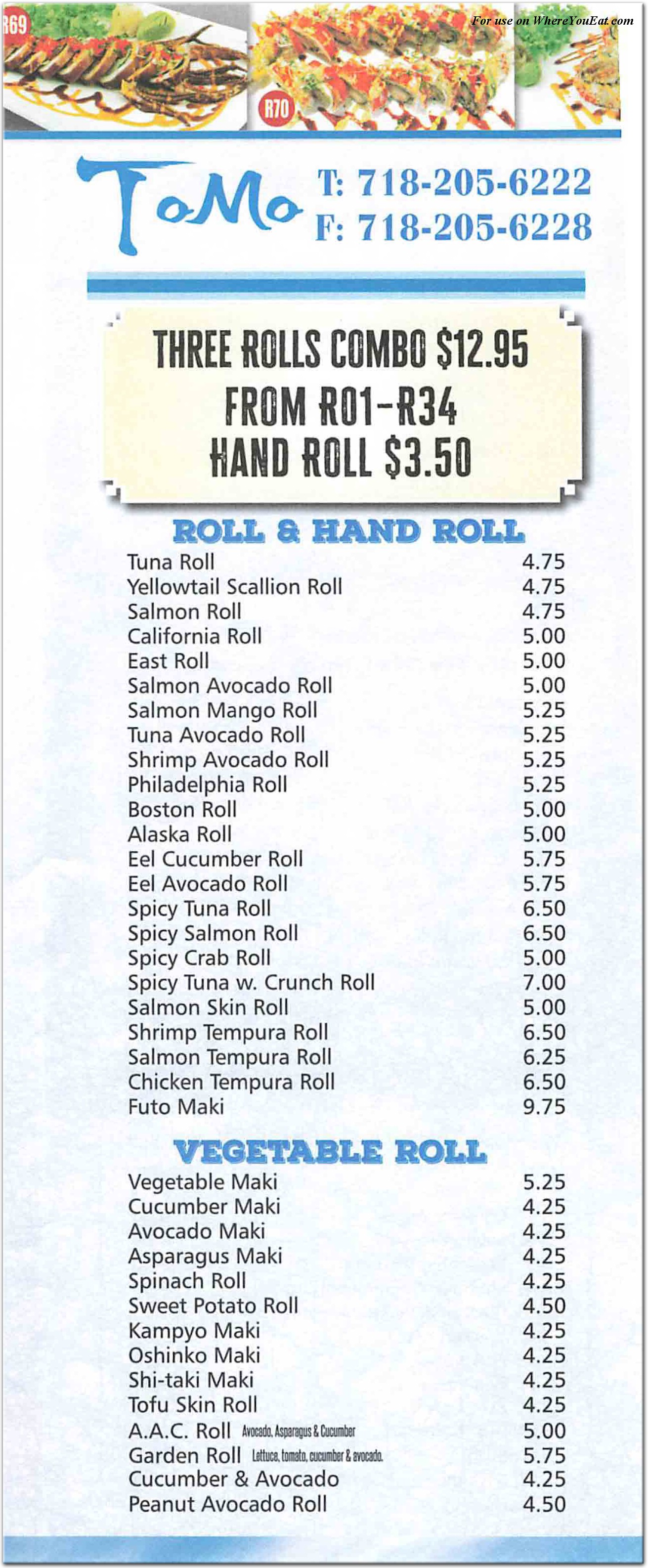 Tomo Restaurant in Queens / Official Menus & Photos