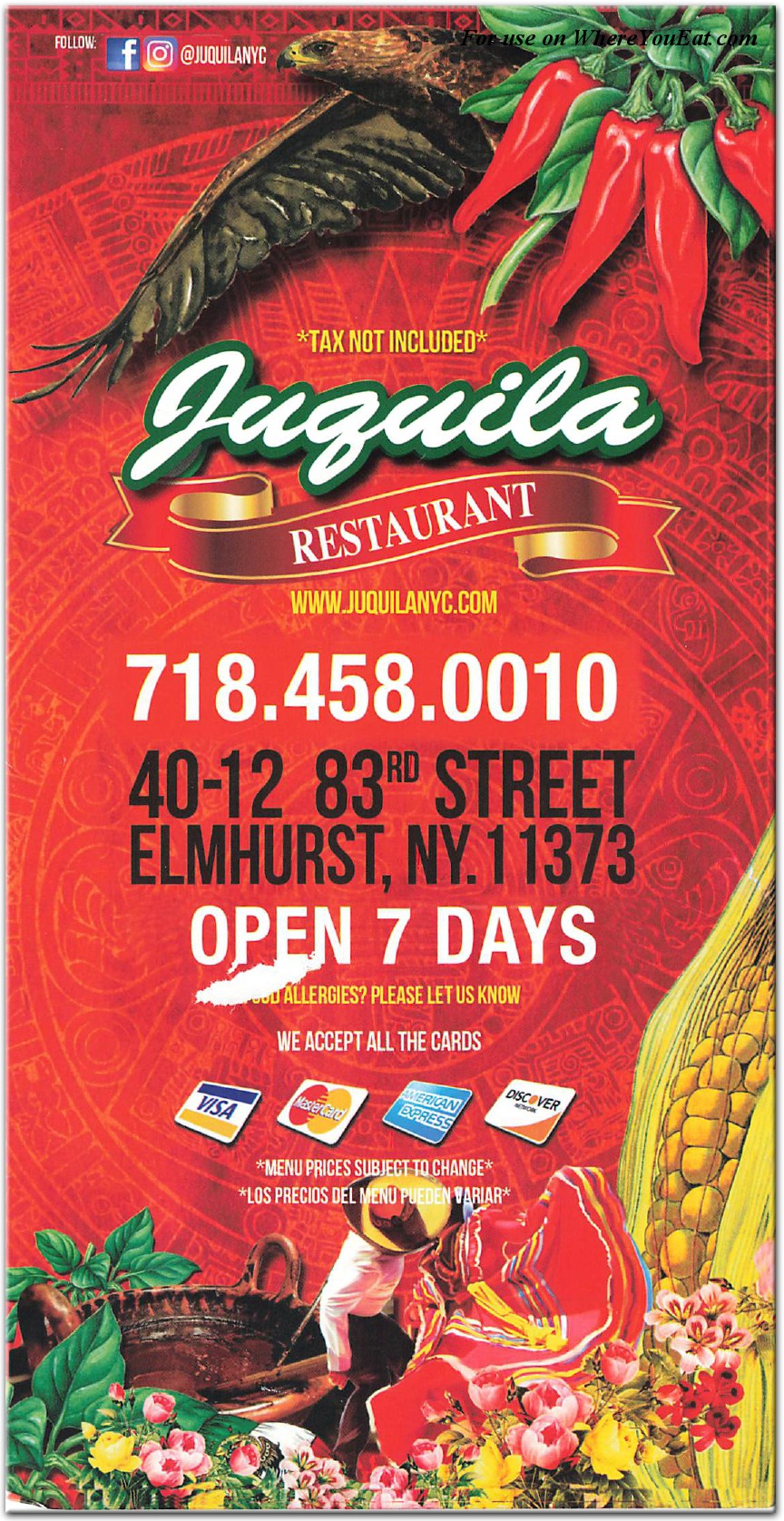Juquila Restaurant in Queens / Menus & Photos