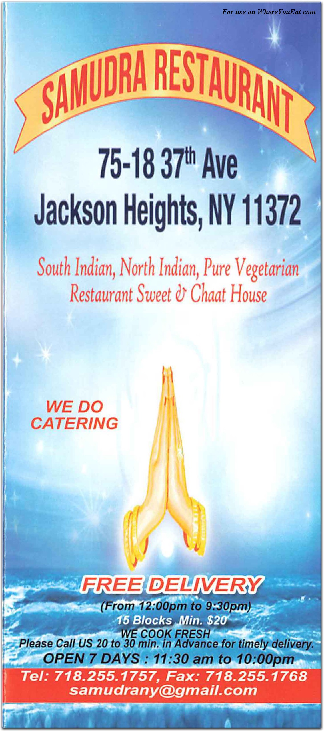 Samudra Restaurant in Queens / Menus & Photos