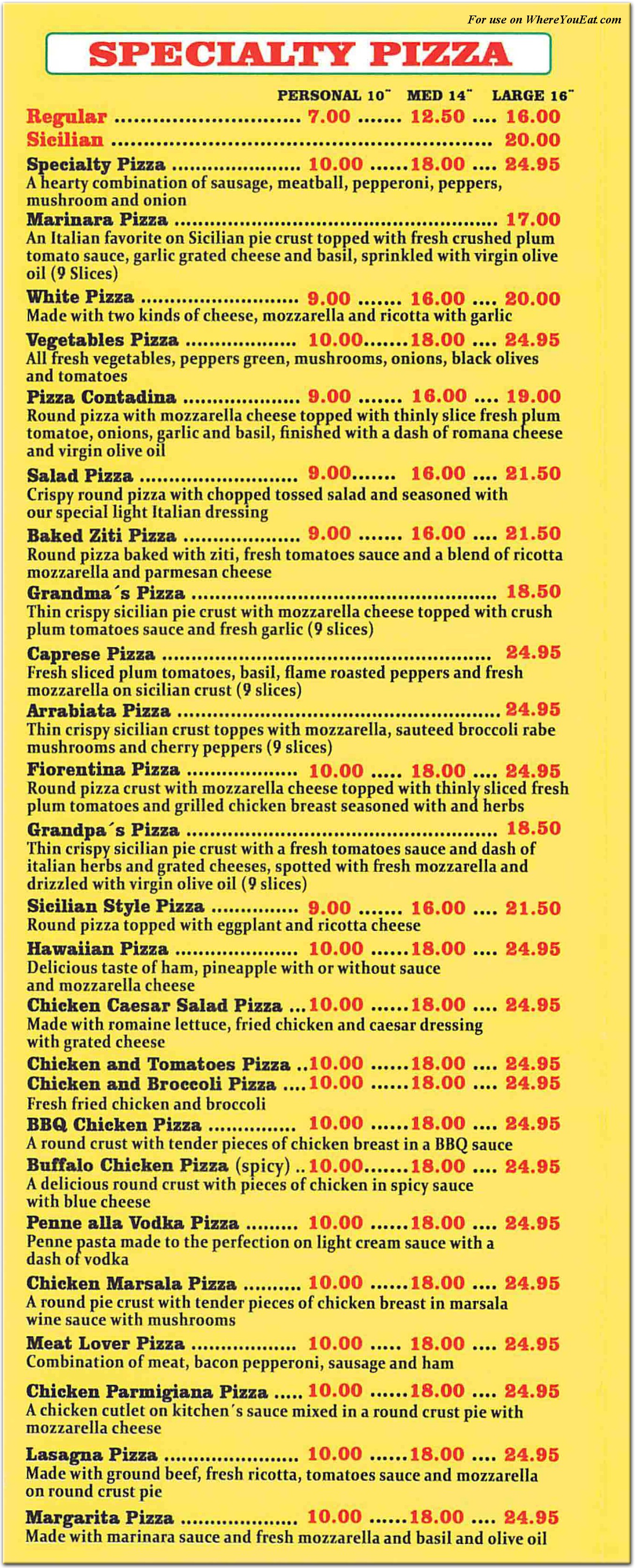 Geo's Pizzeria & Restaurant Restaurant in Queens / Menus & Photos