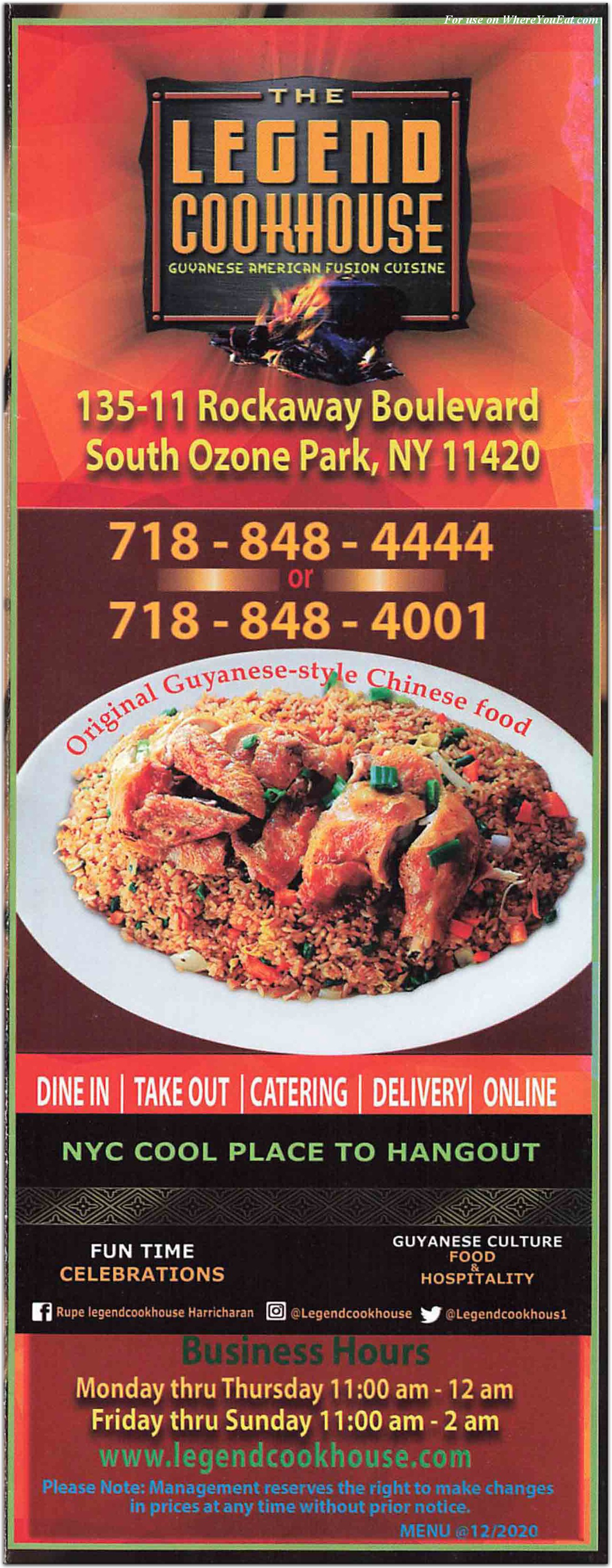 Legend Cookhouse Restaurant in Queens / Menus & Photos