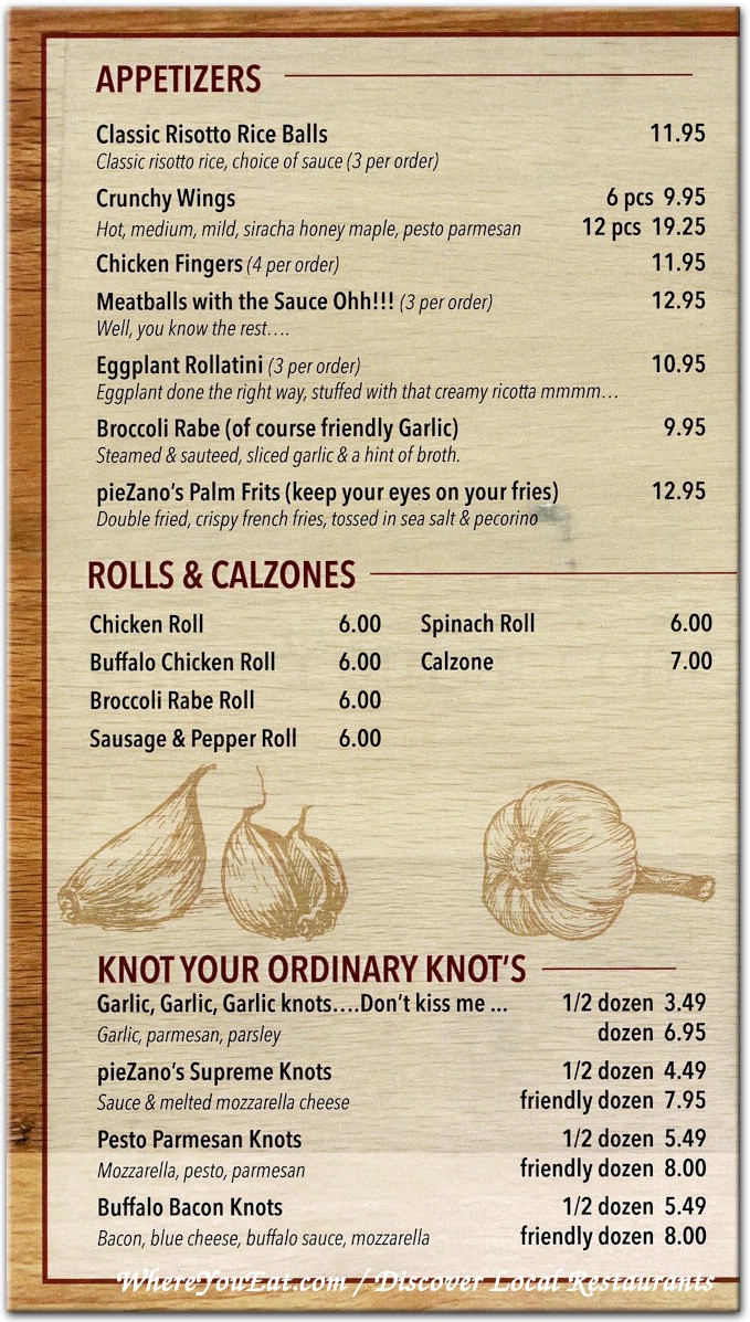 PieZano's Pizzeria Restaurant in Staten Island / Official Menus & Photos