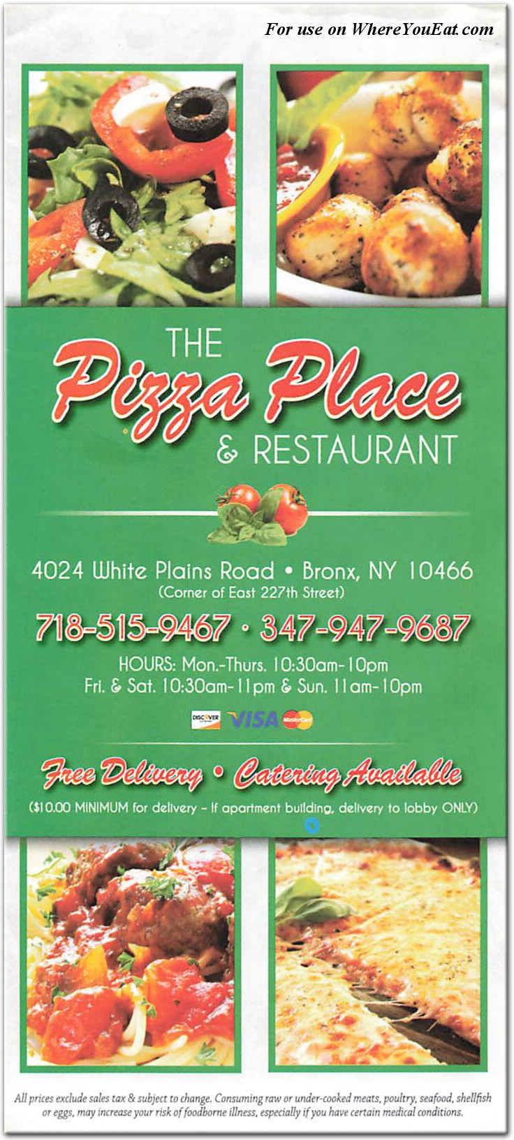 Pizza Place Restaurant in The Bronx / Menus & Photos