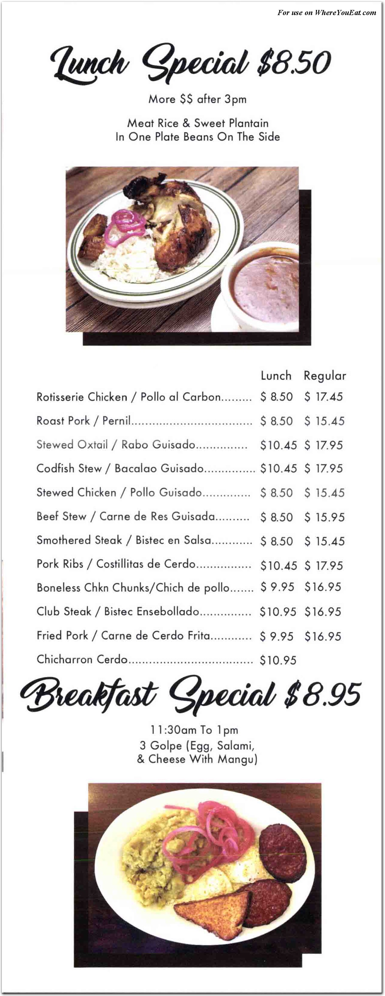 Caridad Williamsbridge Restaurant in The Bronx / Menus & Photos