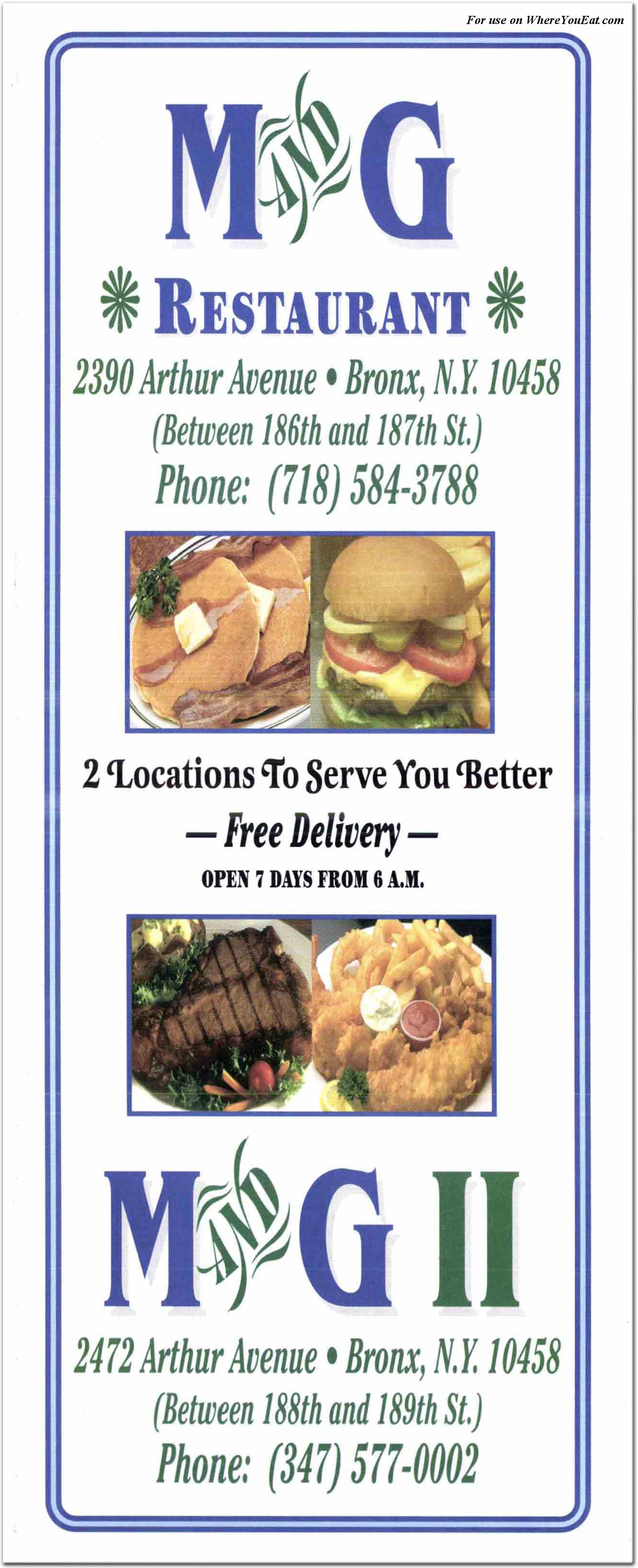 M and G Restaurant in The Bronx / Menus & Photos