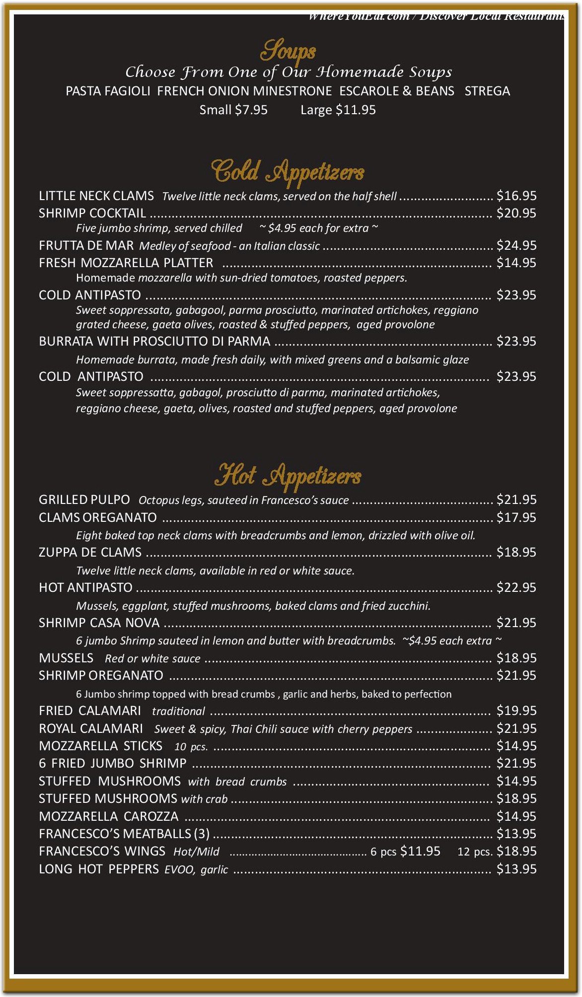 Francesco s Supper Club Restaurant In Staten Island Menus Photos