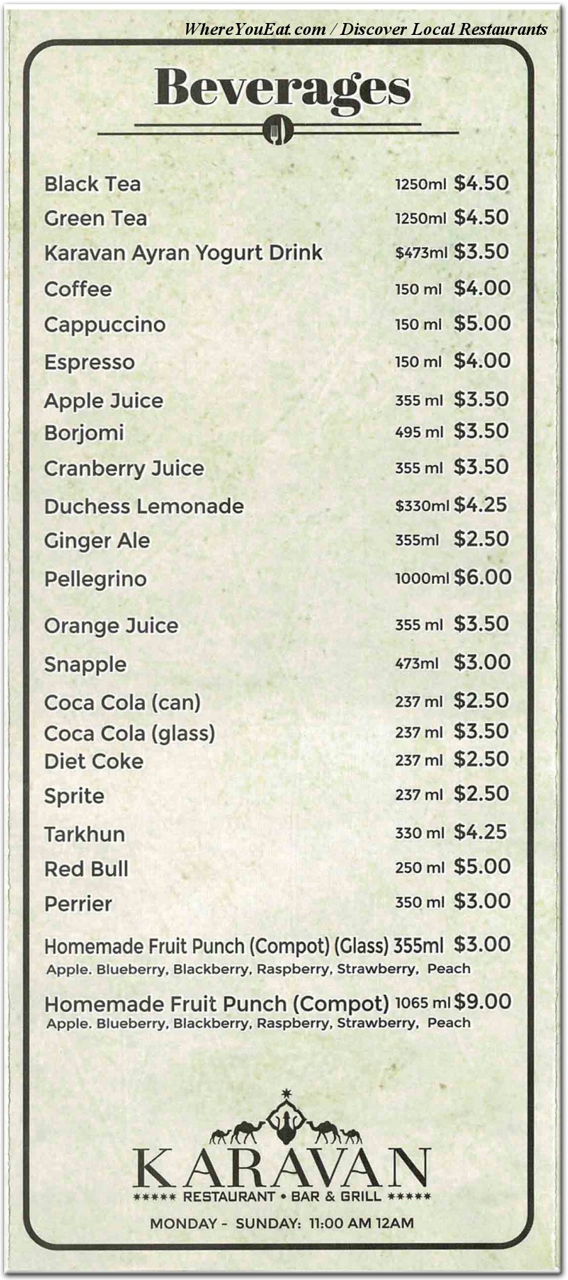 Karavan Restaurant in Brooklyn / Menus & Photos