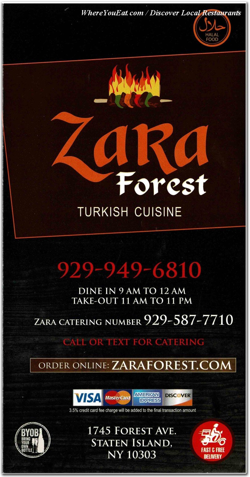 Zara Forest Restaurant In Staten Island Menus Photos