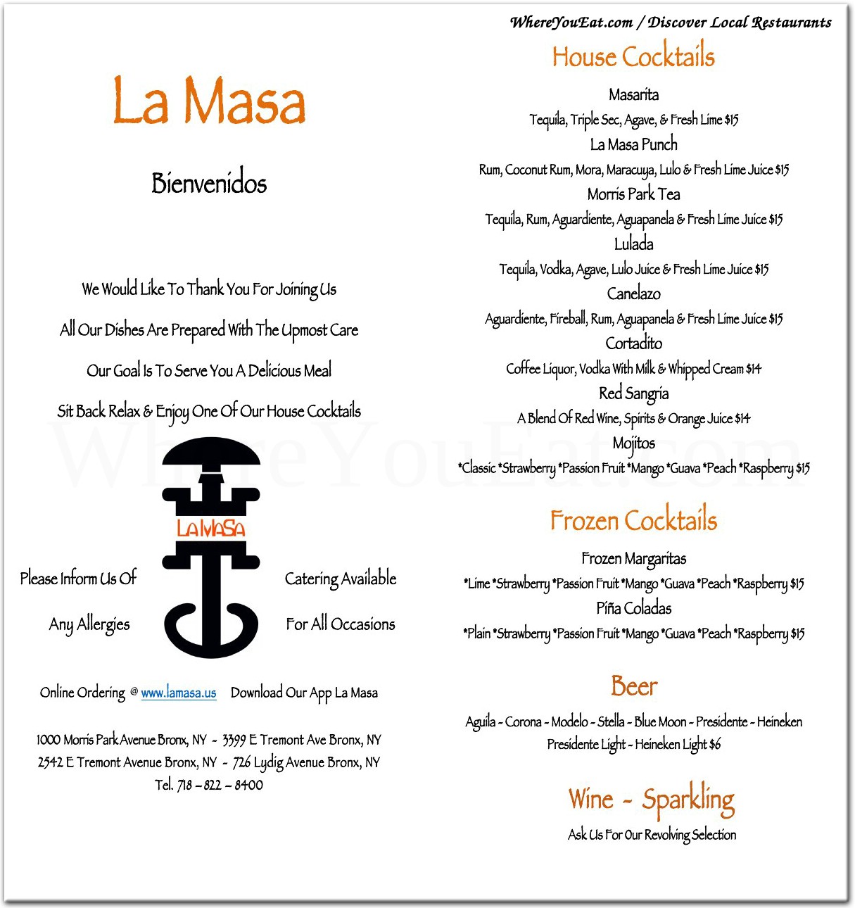 La Masa Restaurant in The Bronx / Menus & Photos