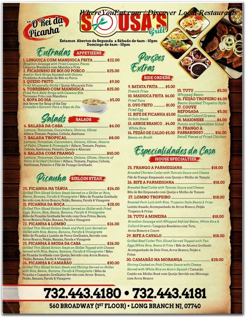 Sousa's Grill Restaurant in New Jersey / Menus & Photos
