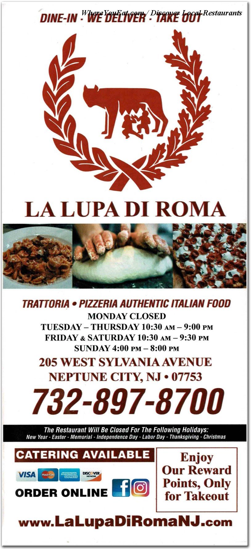 La Lupa di Roma Restaurant in New Jersey / Menus & Photos