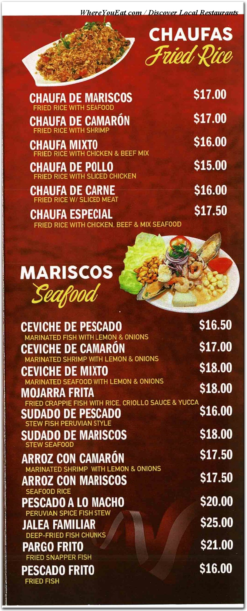 El Pico de Oro Cevicheria Restaurant in North Jersey / Menus & Photos