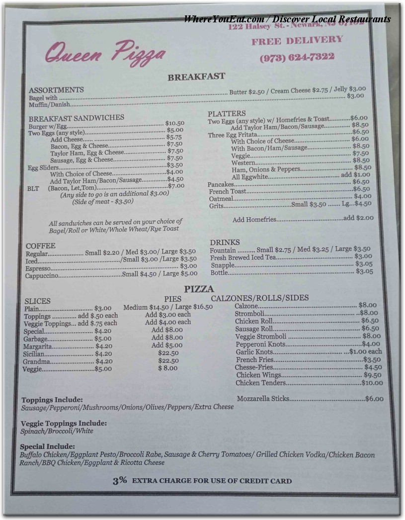 Queen Pizza Restaurant in New Jersey / Menus & Photos