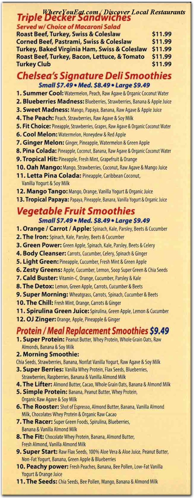 Chelsea's Signature Deli Restaurant in Manhattan / Menus & Photos