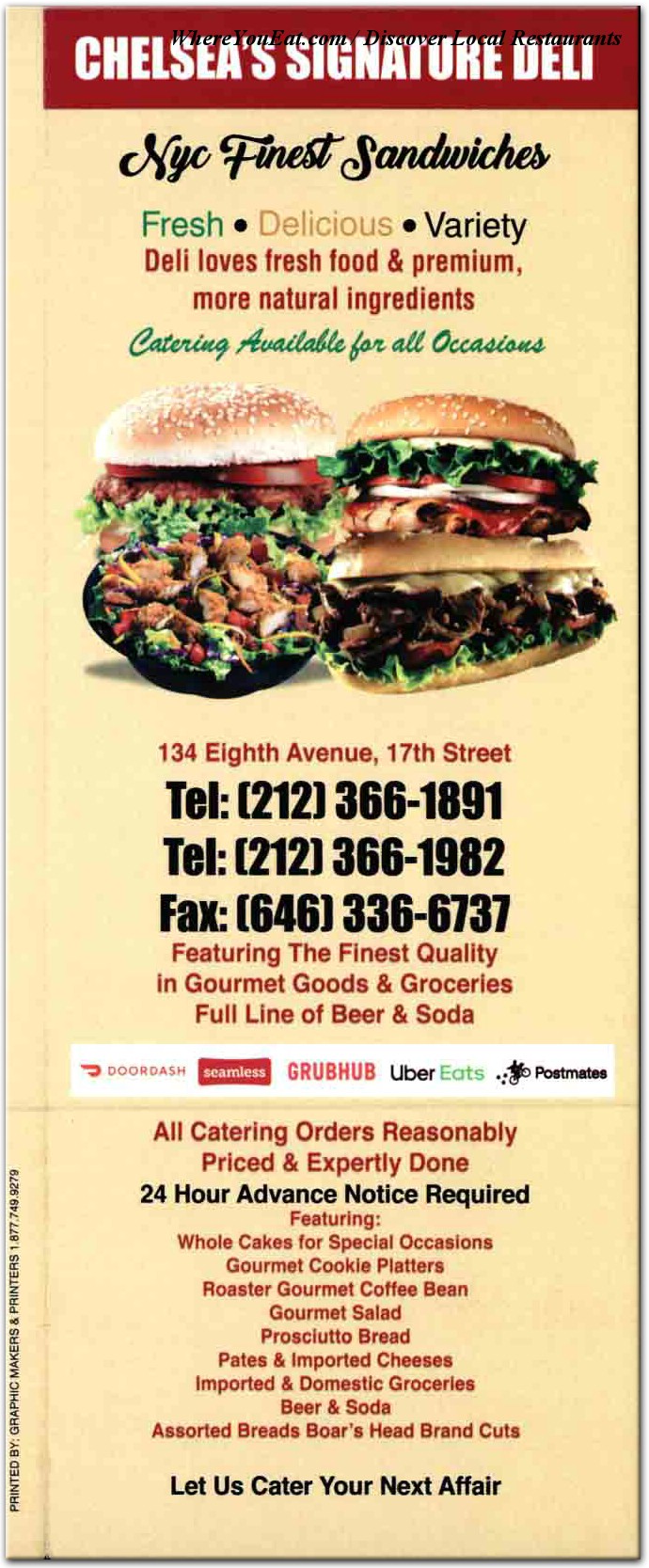 Chelsea's Signature Deli Restaurant in Manhattan / Menus & Photos