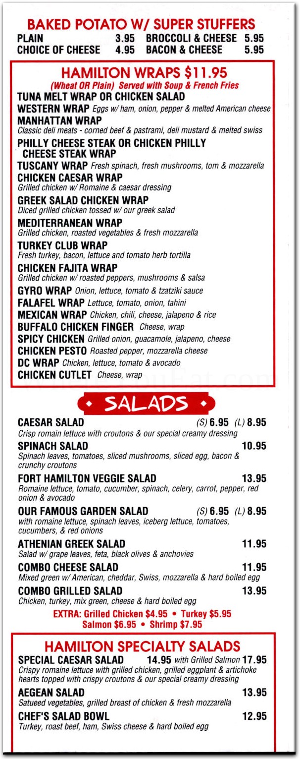 Fort Hamilton Diner Restaurant in Brooklyn / Official Menus & Photos