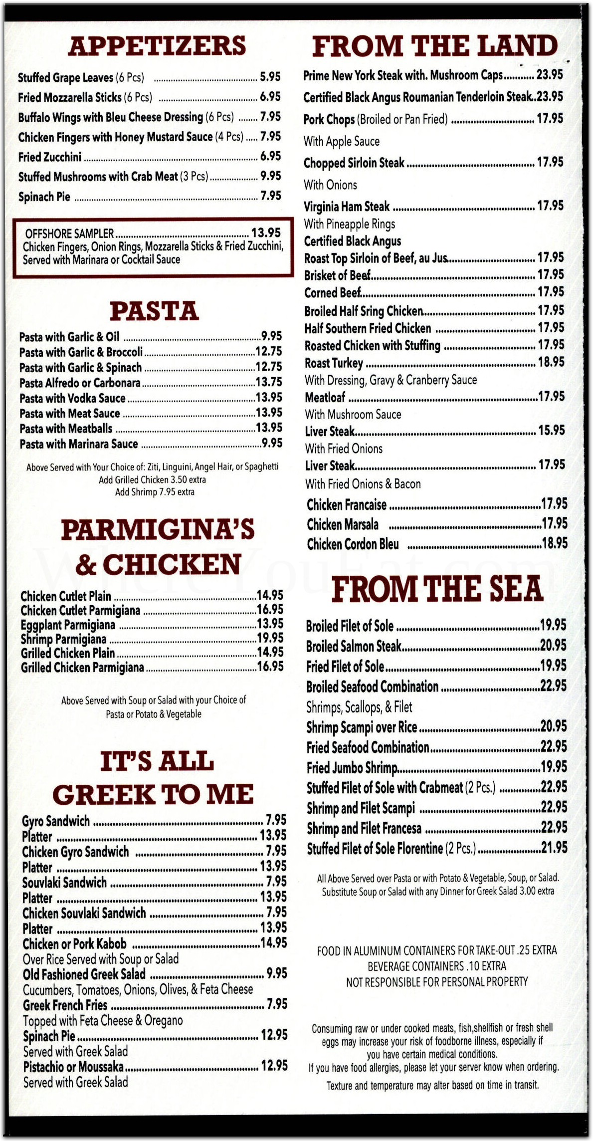 Offshore Diner Restaurant in Brooklyn / Official Menus & Photos