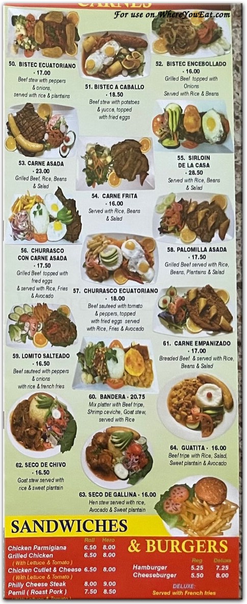 Sabor Andino Restaurant in Brooklyn / Official Menus & Photos