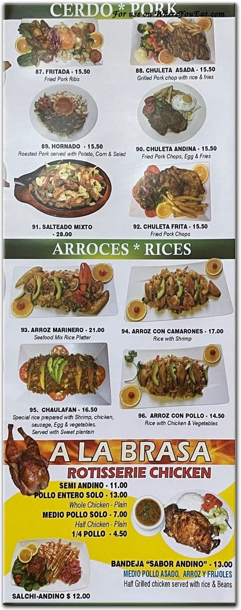 Sabor Andino Restaurant in Brooklyn / Official Menus & Photos