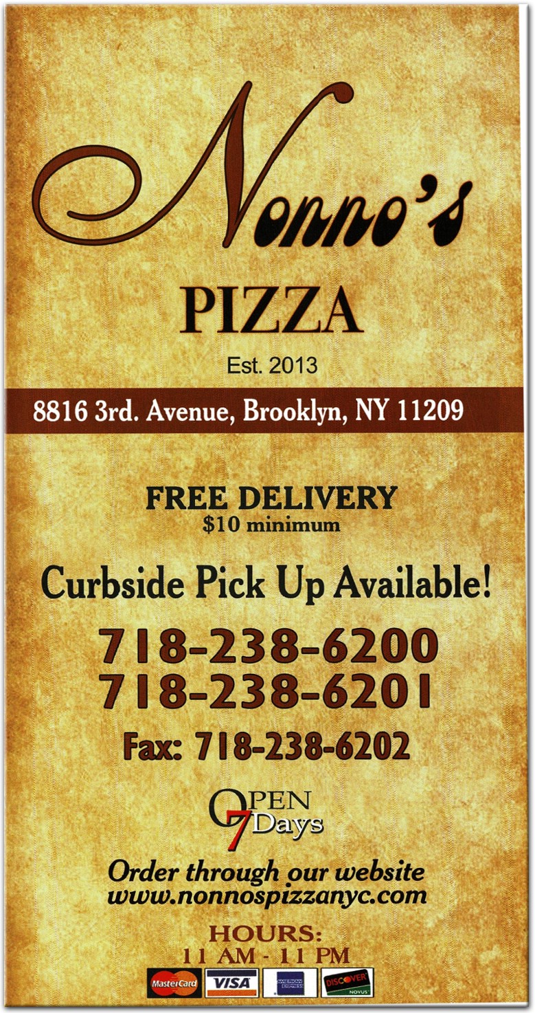 Nonno's Pizza Restaurant in Brooklyn / Official Menus & Photos