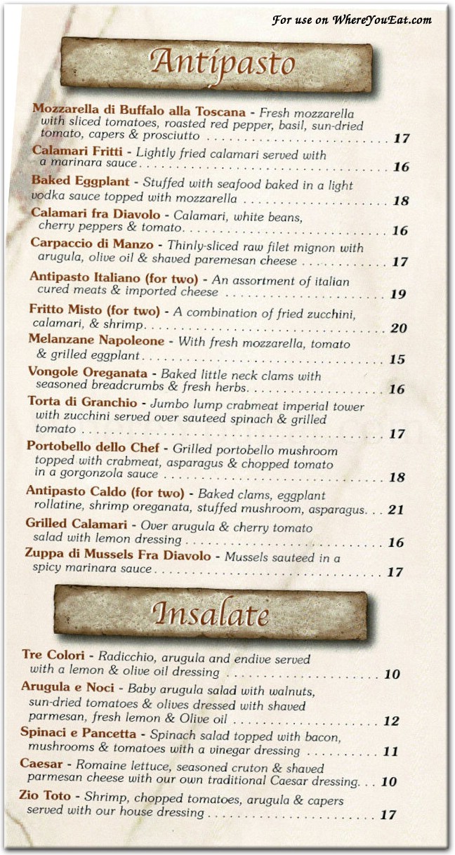 ZIO TOTO Restaurant in Brooklyn / Official Menus & Photos