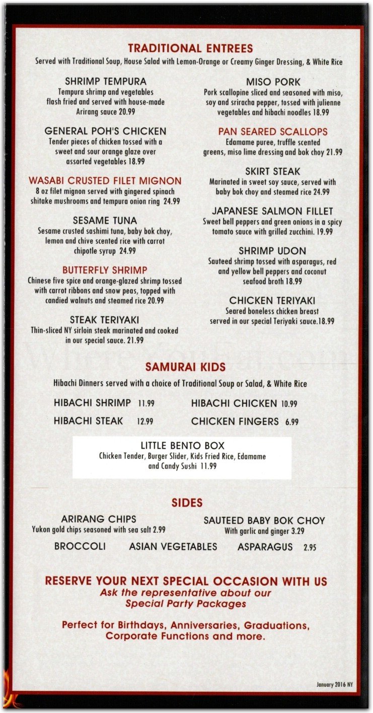 Arirang Hibachi Steakhouse Restaurant in Brooklyn / Official Menus & Photos