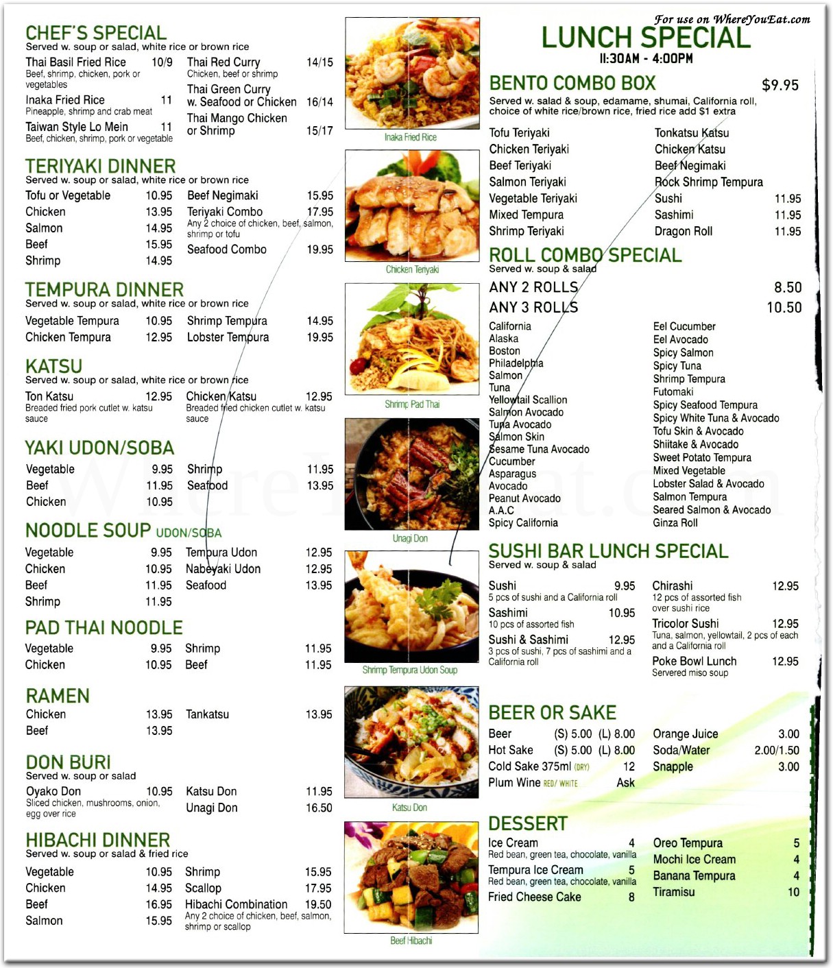 Inaka Sushi Restaurant in Brooklyn / Official Menus & Photos