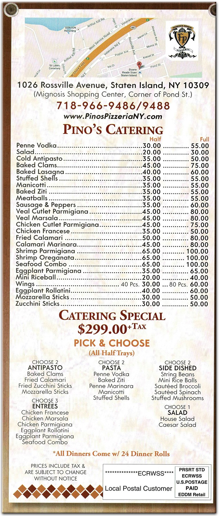 Pino's Pizzeria Restaurant in Staten Island / Menus & Photos