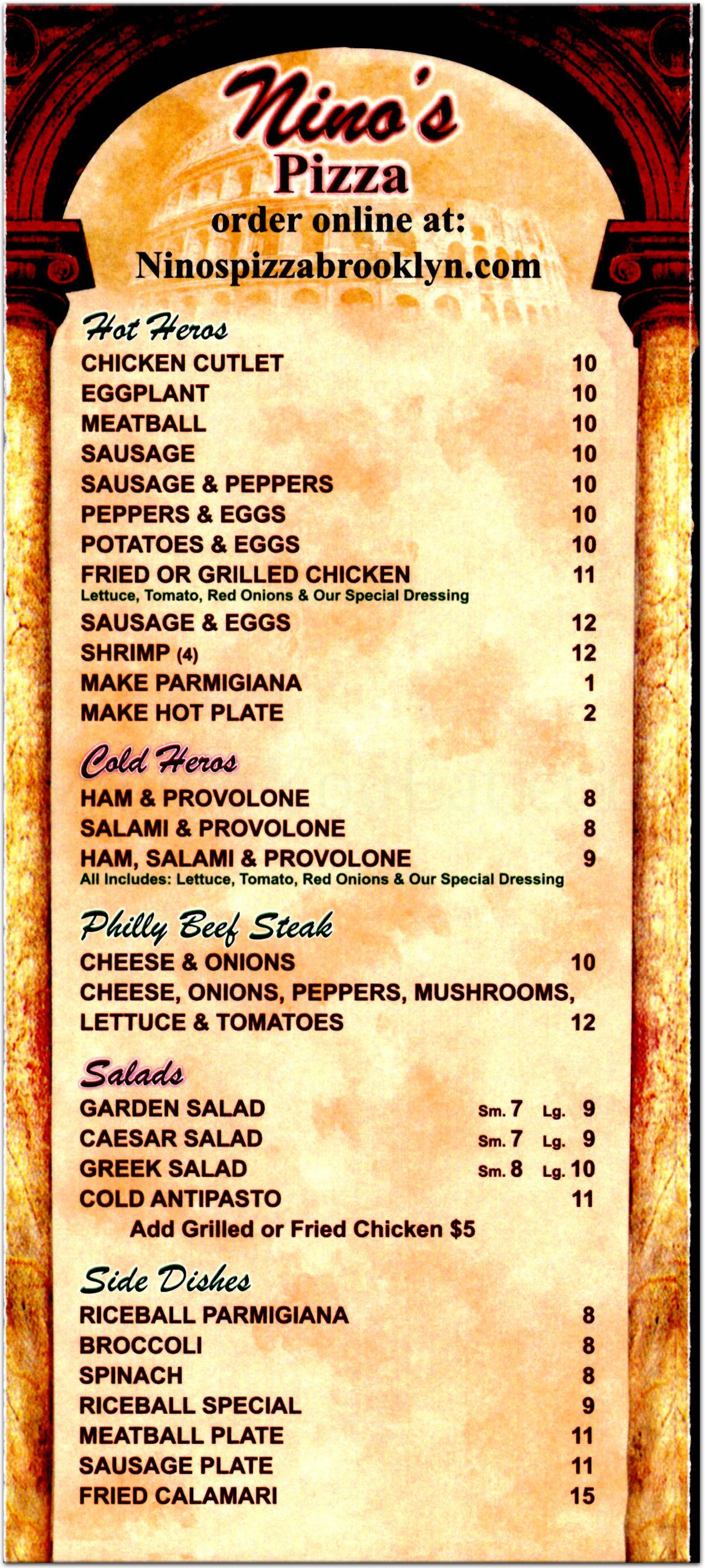 Nino's Pizza Restaurant in Brooklyn / Official Menus & Photos