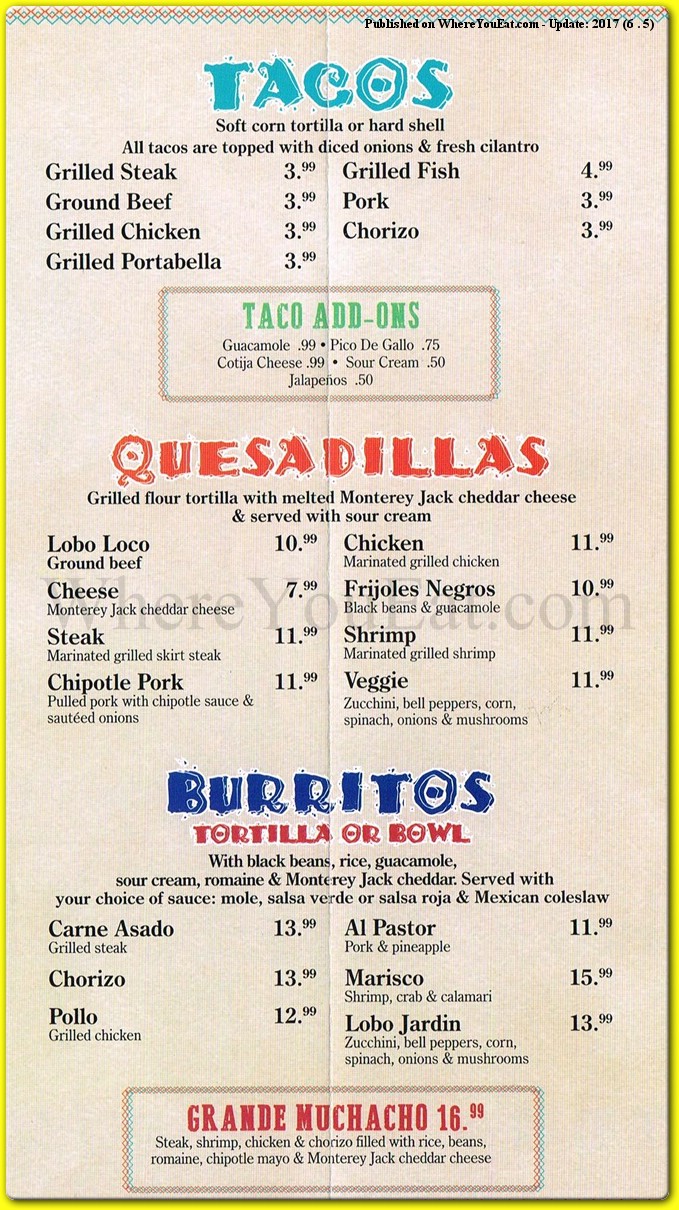 Lobo Loco Restaurant in Brooklyn / Official Menus & Photos