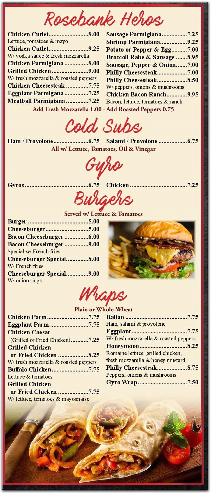 Rosebank Pizza Restaurant in Staten Island / Official Menus & Photos