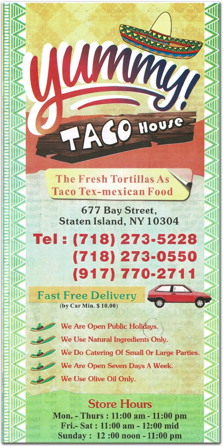 Yummy Taco House Restaurant in Staten Island / Official Menus & Photos