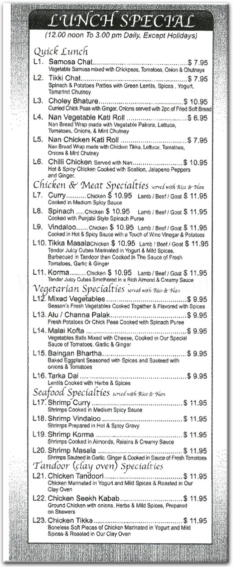 Taste of India II Restaurant in Staten Island / Official Menus & Photos