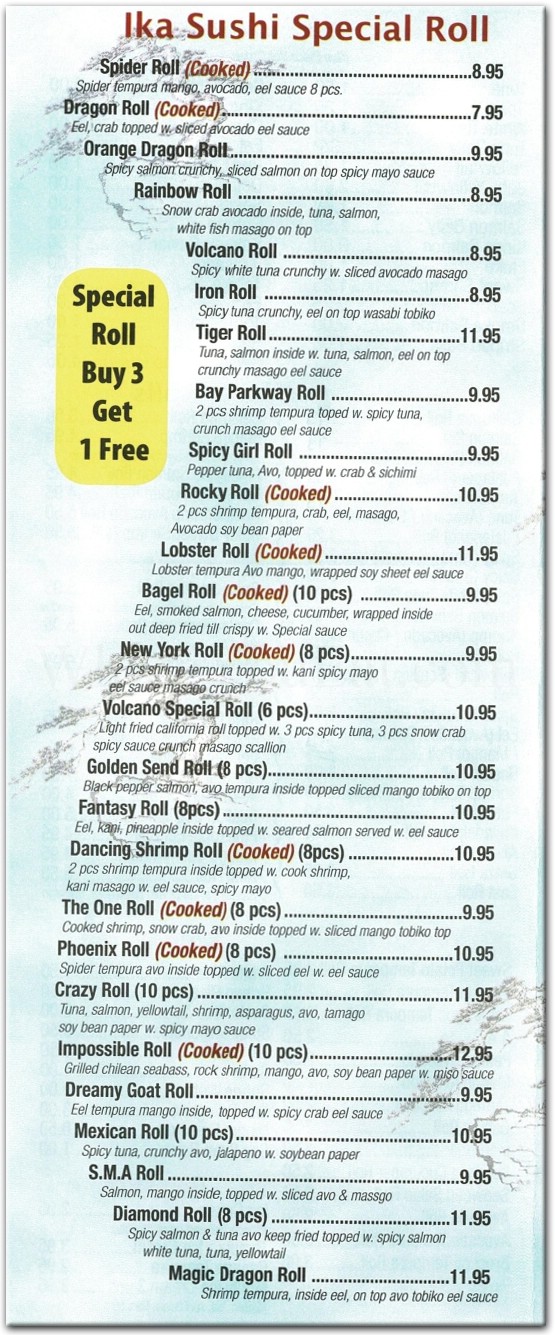 Ika Sushi Restaurant in Brooklyn / Official Menus & Photos